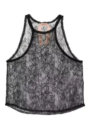 N°21 Floral-lace Tank Top - Black