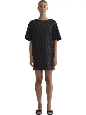 Everlane Eyelet Mini Shift Dress - Black