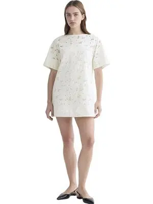 Everlane Eyelet Mini Shift Dress - Bone