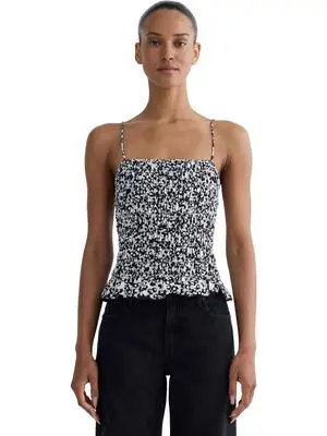 Everlane Smocked Tank Top - Bone/black Floral