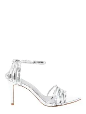 ANDREA CARRANO 90mm Leather Sandals - Silver