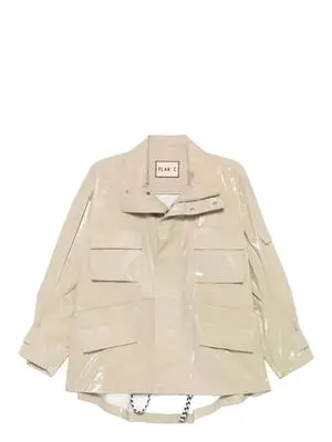 Plan C Glossy Cotton Jacket - Neutrals