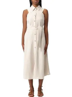 Liu Jo Sleeveless Belted Shirt Dress - Natural