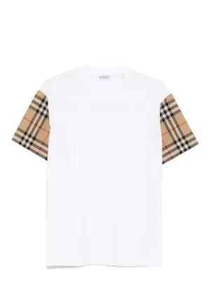 Burberry Check-sleeves T-shirt - White