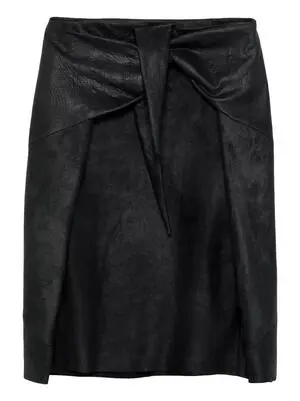 Rick Owens Leather Midi Skirt - Black