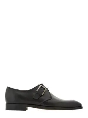 FERRAGAMO Buckle-fastening Leather Monk Shoes - Black