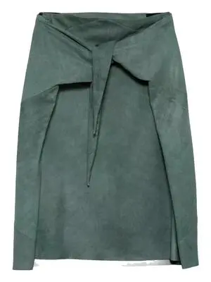 Rick Owens Leather Midi Skirt - Green