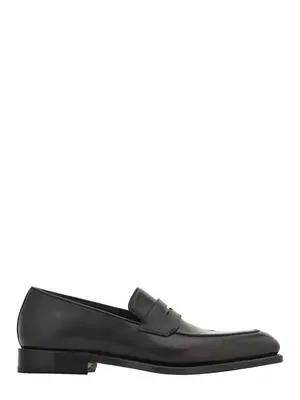 FERRAGAMO Tramezza Leather Loafers - Black