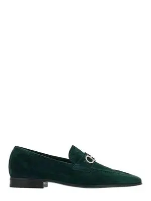 FERRAGAMO Gancini Suede Loafers - Green