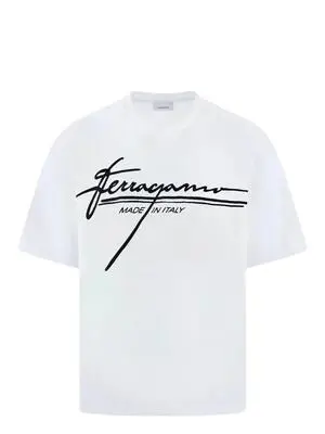 FERRAGAMO Logo-print Cotton T-shirt - White