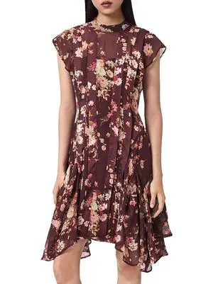 ALLSAINTS Fleur Mini Dress - Armada Wine Red
