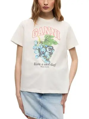 GANNI Logo Graphic Tee - Egret