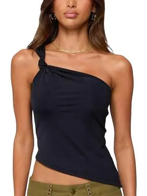 EDIKTED Knotted One-shoulder Asymmetric Top - Black