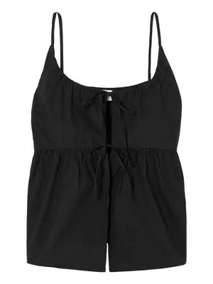 DEIJI STUDIOS Tie-detailed Organic Cotton-poplin Top - Black