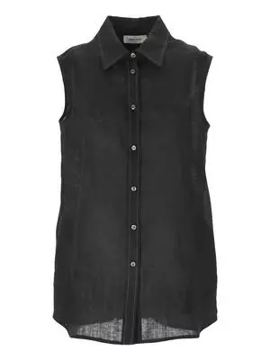 GRAN SASSO Linen Sleeveless Shirt - Black