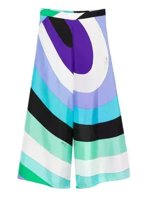 Emilio Pucci Iride-print Silk Trousers - Blue