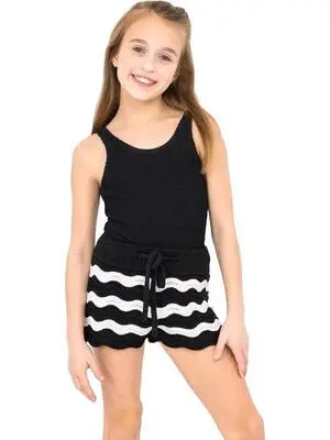 LIMEAPPLE Crochet Knit Shorts - Black And White