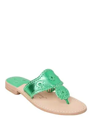 Jack Rogers Metallic Flat Sandal - Bright Emerald