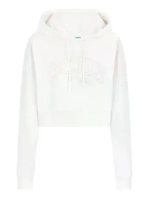 Gcds Logo-embroidered Cropped Hoodie - Neutrals