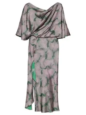Amsale Jacquard Draped Dress - Purple