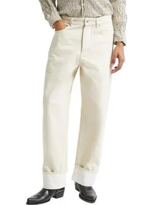 Bottega Veneta Turned Up Straight Leg Jeans - 9247 Pale Meringue