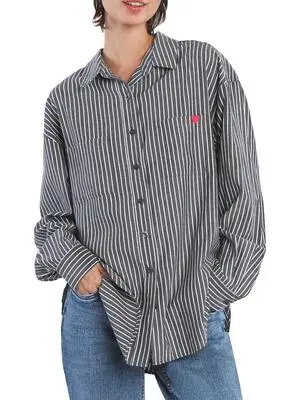 BILLY T Striped Graphic Button-up Shirt - Ink Stripe