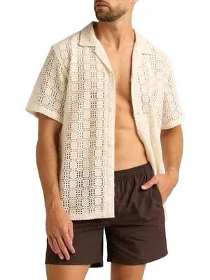 AUTO-REPLY™ Alex Raschel Square Knit Camp Shirt - Cloud