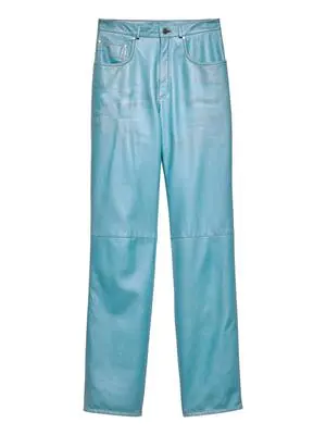 Prada Five-pocket Nappa Leather Pants - Sea Blue