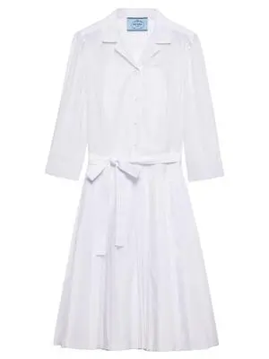 Prada Pleated Poplin Shirt Dress - White