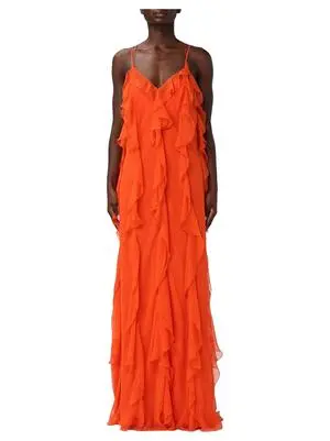 Alberta Ferretti Ruffled Gown - Orange