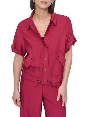 Dkny Textured Roll Tab Jacket Beet