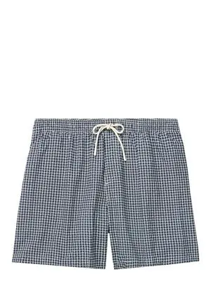 Loro Piana Daneu Straight-leg Mid-length Checked Swim Shorts - Blue