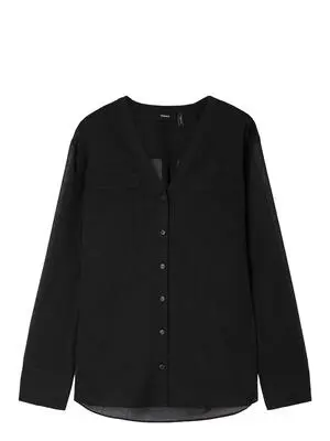 Theory Wool-blend Blouse - Black