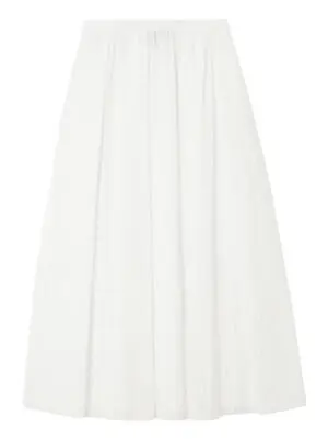 THEORY Pleated Striped Cotton-Poplin Midi Skirt