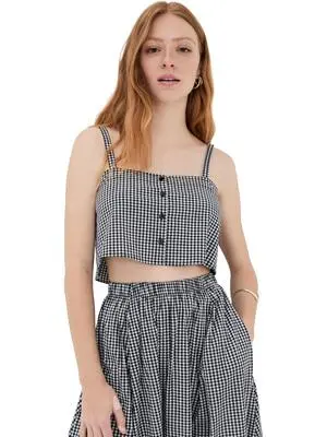 LE BOP Cropped Checkered Top - Black Gingham
