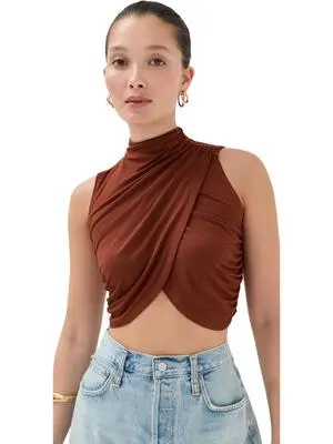 LE BOP Mel Mock Neck Top - Cognac
