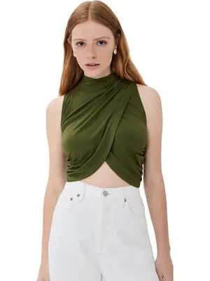 LE BOP Mel Mock Neck Top - Dark Loden