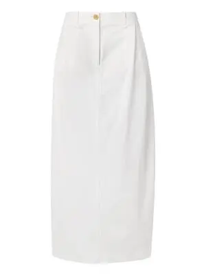 Khaite Lucian Pleated Cotton-poplin Maxi Skirt - White