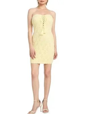 Guess Isabella Strapless Sweater Dress Yellow