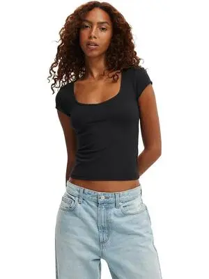 COTTON ON Hold Me Short Sleeve Top Black