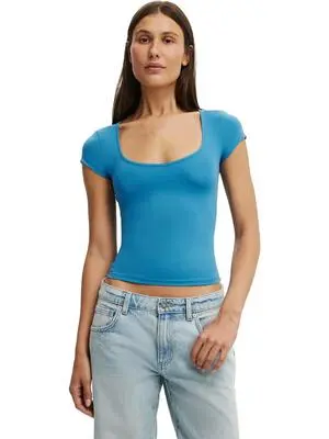 COTTON ON Hold Me Short Sleeve Top Lapis Lazuri