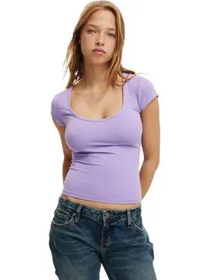 COTTON ON Hold Me Short Sleeve Top Violet Crush