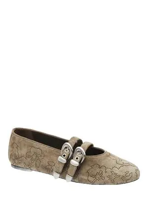 STUART WEITZMAN Maven Mary Jane Flat - Smokey Taupe