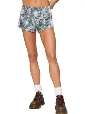 EDIKTED Nikki Side Stripe Shorts - Green/ Grey Mix