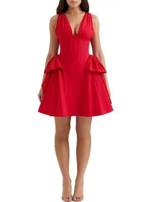 House Of Cb Amalia Bow Side Cocktail Minidress - Racing Red