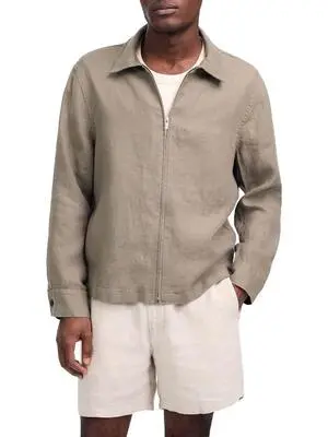 Madewell Linen Zip-front Shirt Jacket - Pressed Sage