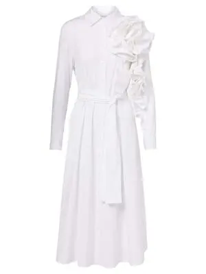Carolina Herrera Floral-appliqué Poplin Shirtdress - White