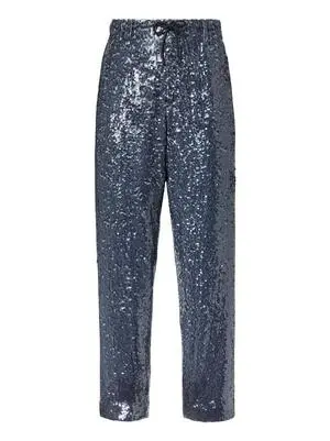 Dries Van Noten Sequined Straight Pants - Blue