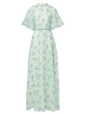 MARKARIAN Heather Floral Organza Gown - Blue