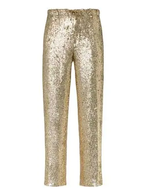 Dries Van Noten Sequined Straight Pants - Gold